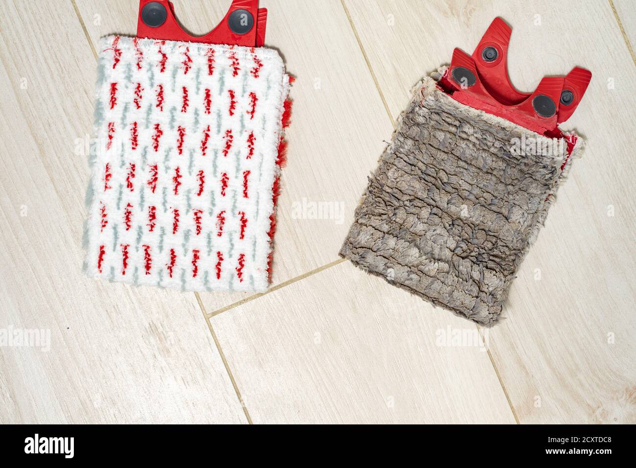 replacing the rag on the mop. old and new comparison Stock Photo - Alamy