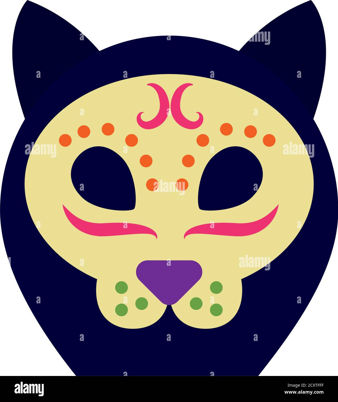 cat of day of dead icon over white background, flat style, vector ...