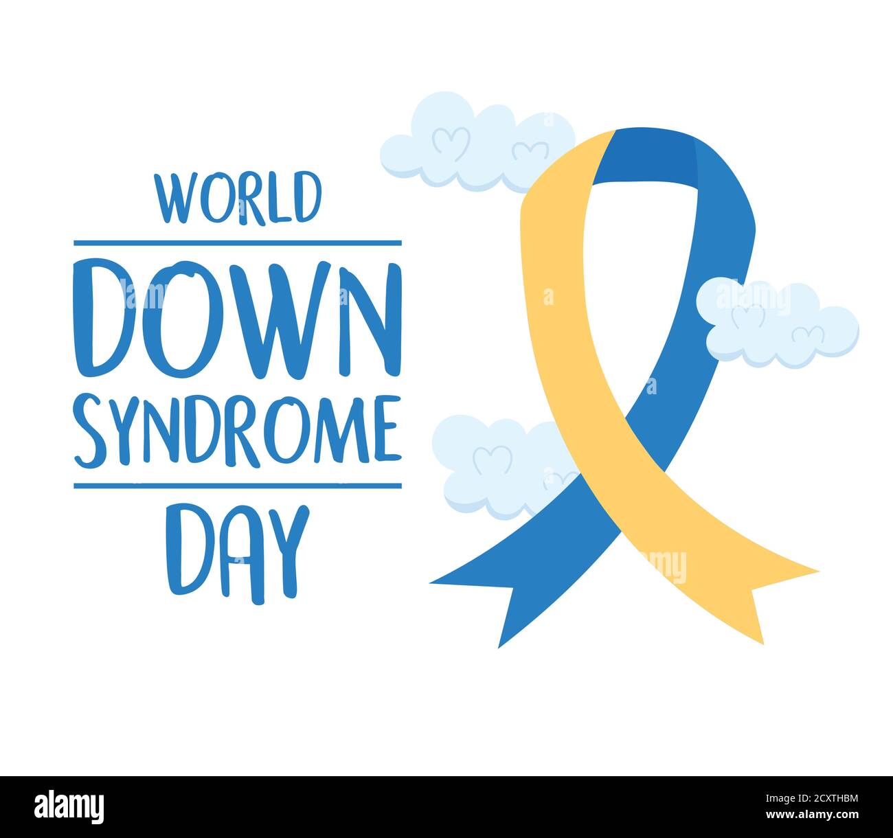 world down syndrome day inscription awareness ribbon vector ...