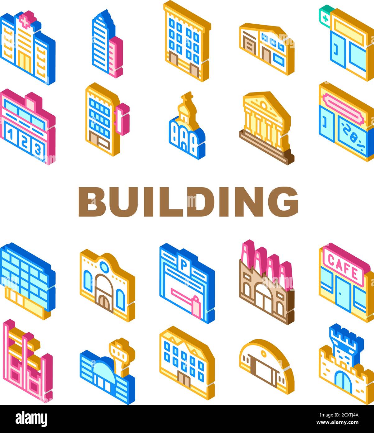 Building Architecture Collection Icons Set Vector Illustrations Stock Vector Image And Art Alamy