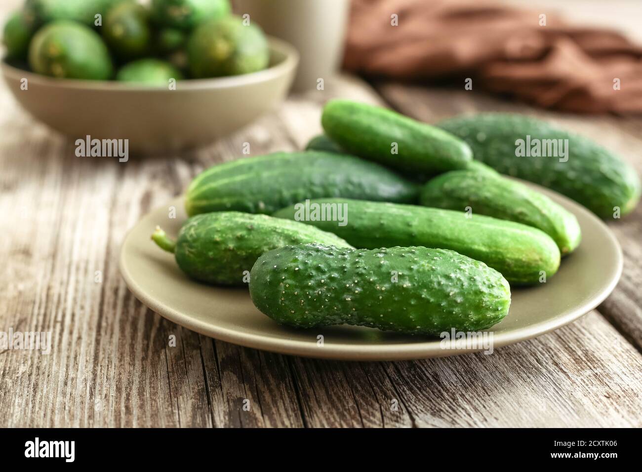 Cucumbers in rustic plates hi-res stock photography and images - Alamy