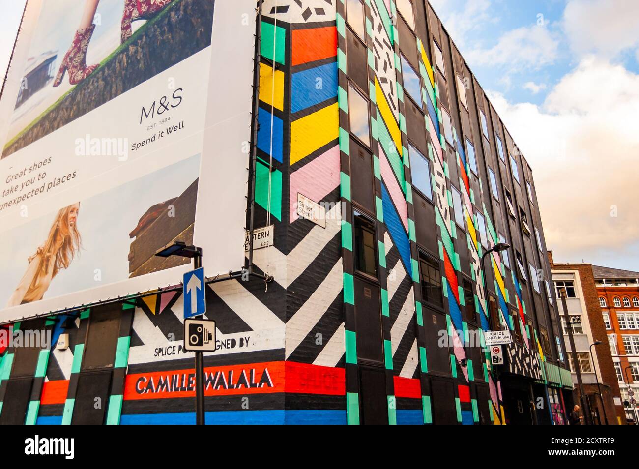 London, United Kingdom - September 14, 2017: Vibrant multicolor facade ...
