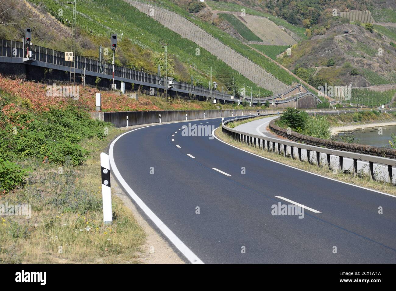 road curve in Mittelrheintal, Germany Stock Photo - Alamy