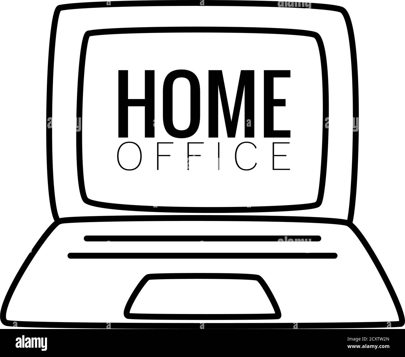 home office lettering design on laptop computer icon over white ...