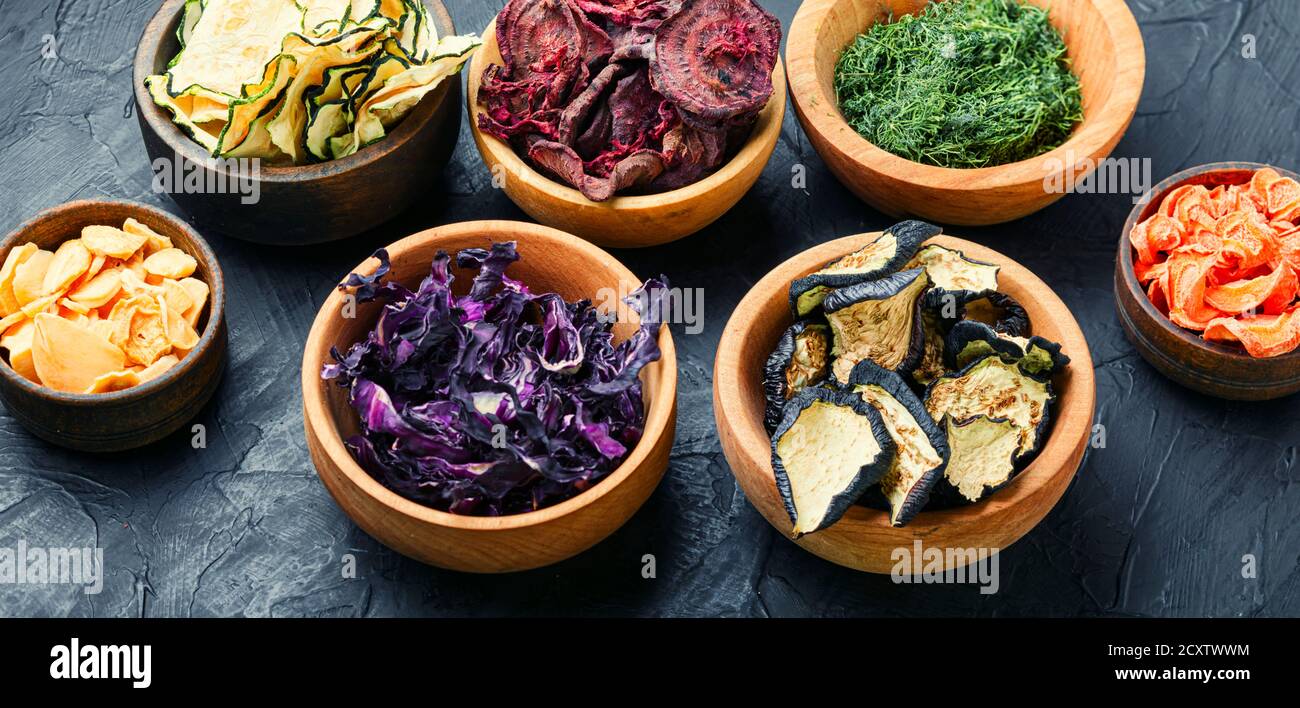 Soup set of dried vegetables.Dried carrots,cabbage,garlic,herbs and ...