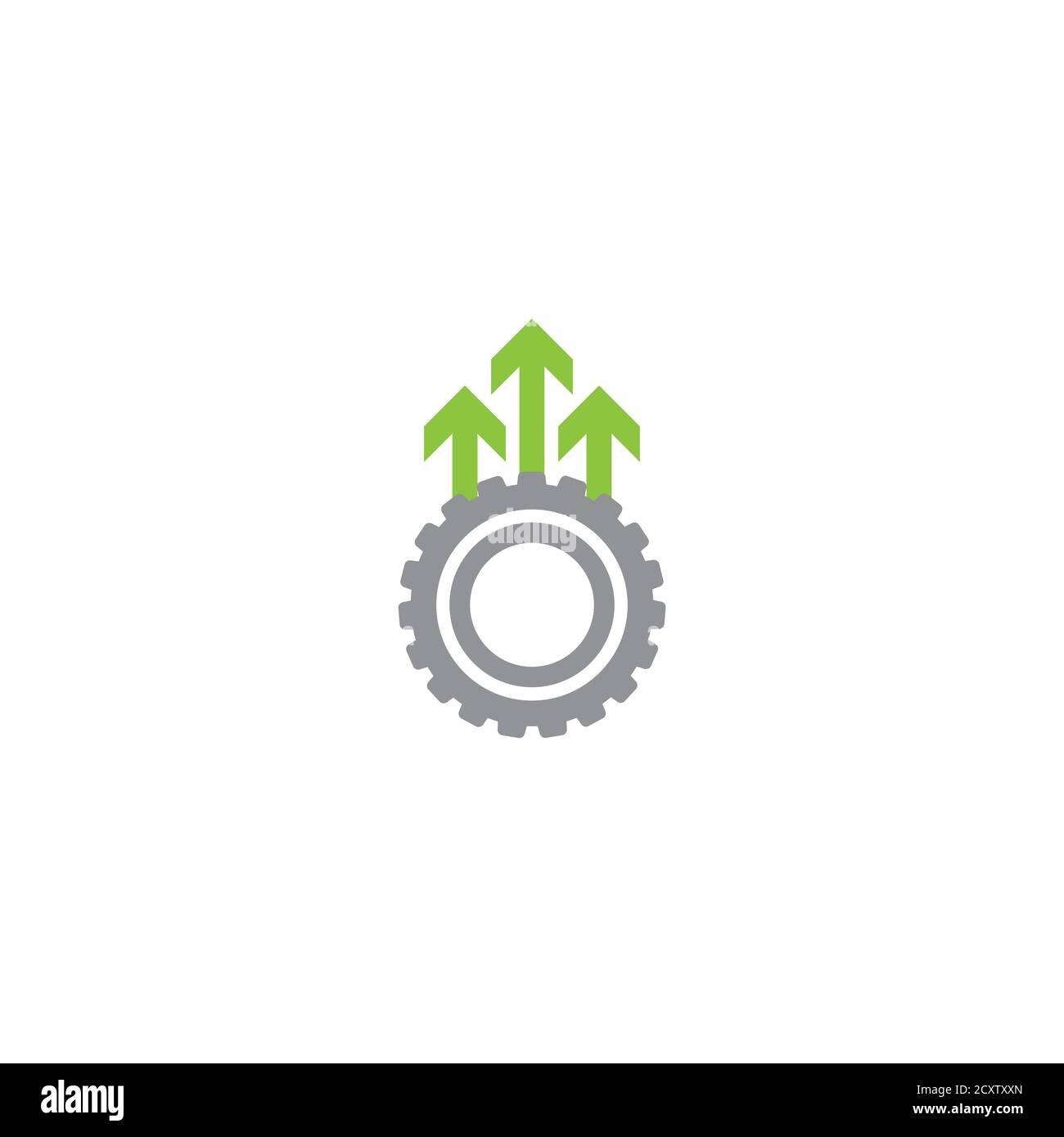Gear and three green up arrows. icon isolated on white. Vector flat ...