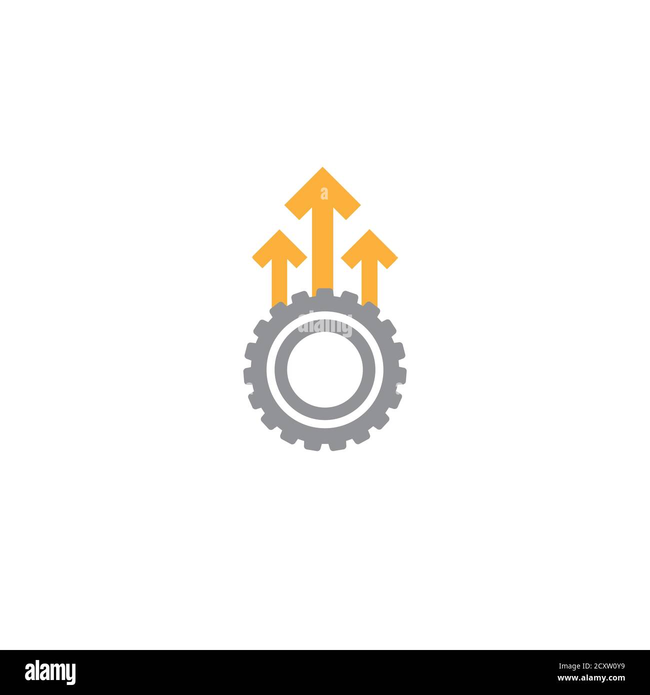 Gear and three orange up arrows. icon isolated on white. Vector flat ...