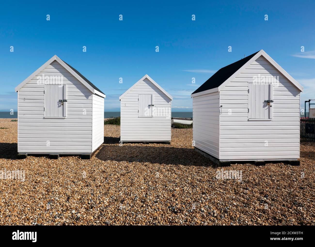 Three Wooden Fisherman's Huts on Walmer Beach Stock Photo - Alamy