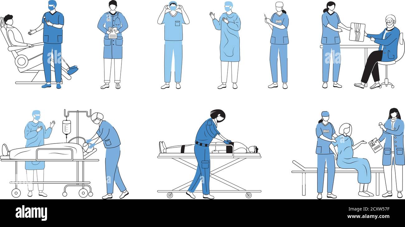 Doctors flat vector illustrations set Stock Vector Image & Art - Alamy