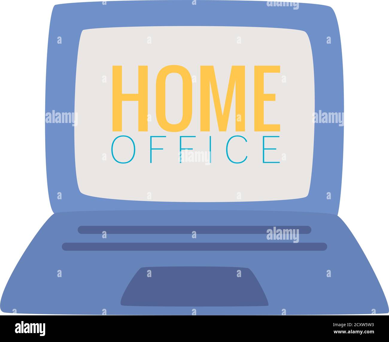 home office lettering design on laptop computer icon over white ...