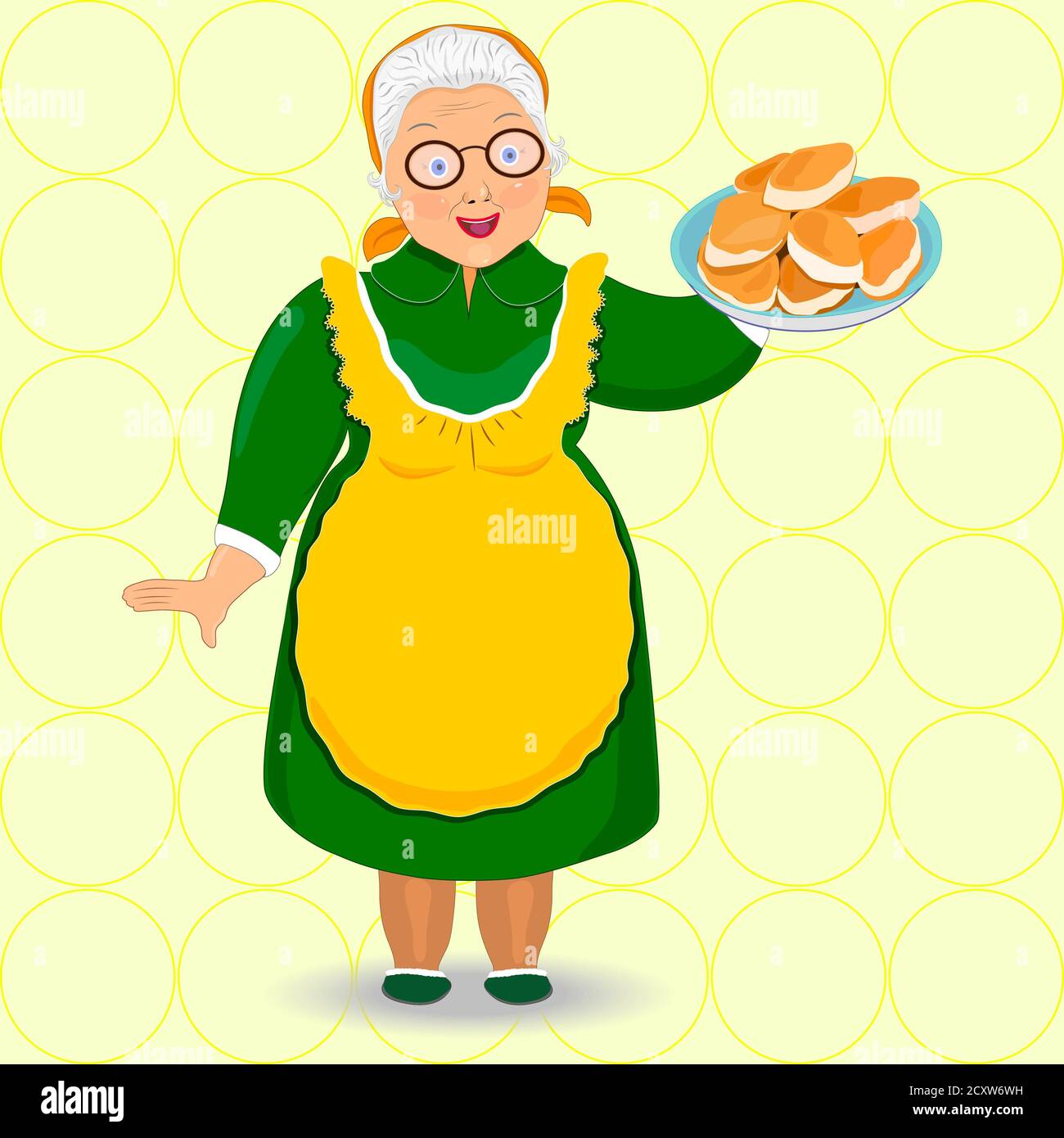 Old lady cooking illustration hi-res stock photography and images - Alamy