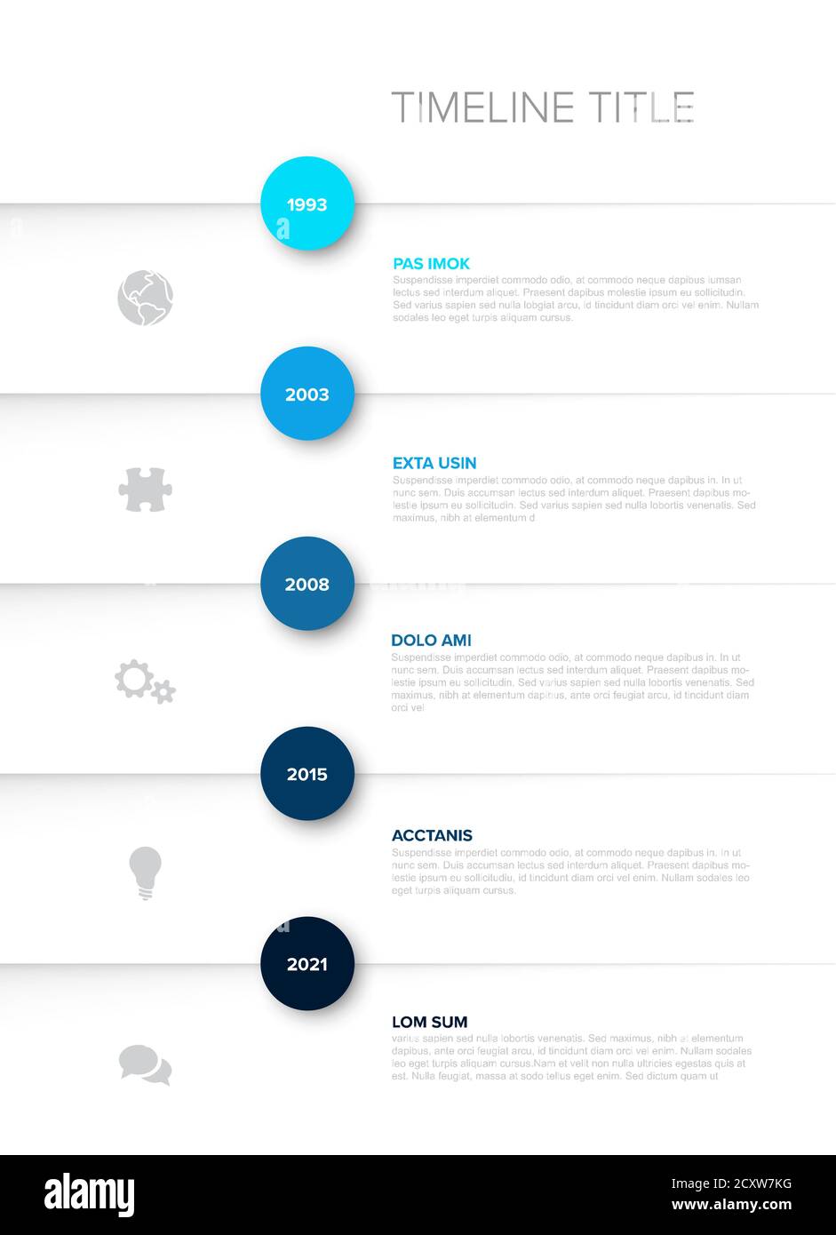 Simple timeline template with icons and descriptions - light blue ...