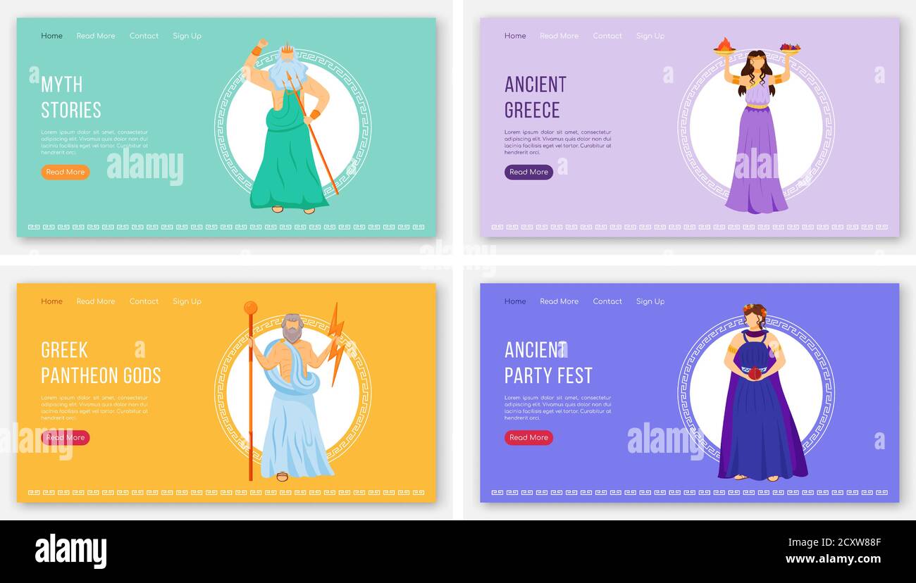 Ancient cultures landing page vector template set Stock Vector Image ...