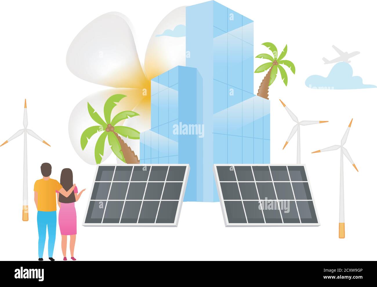 Alternative energy sources flat vector illustration Stock Vector Image ...