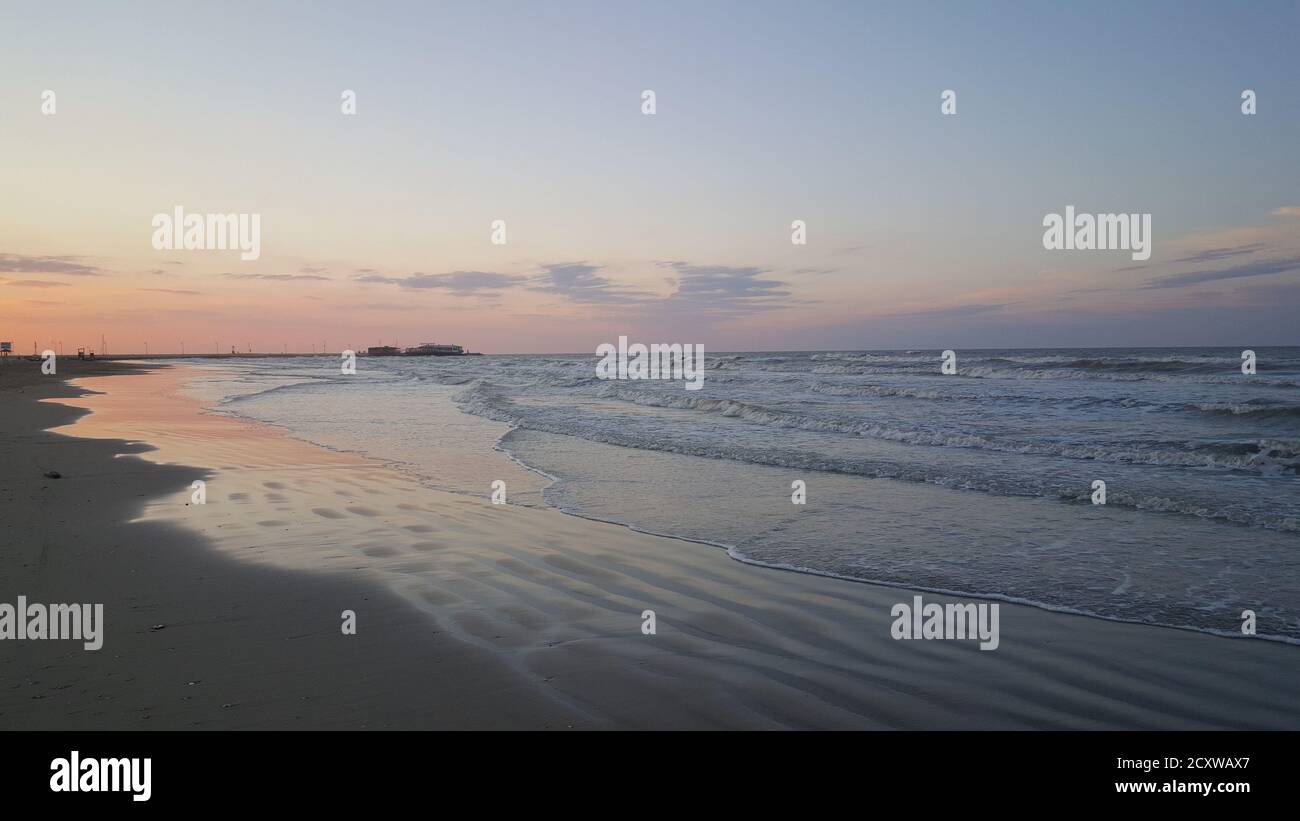 rimini beach beautiful sunset with bright colors and sea Stock Photo ...