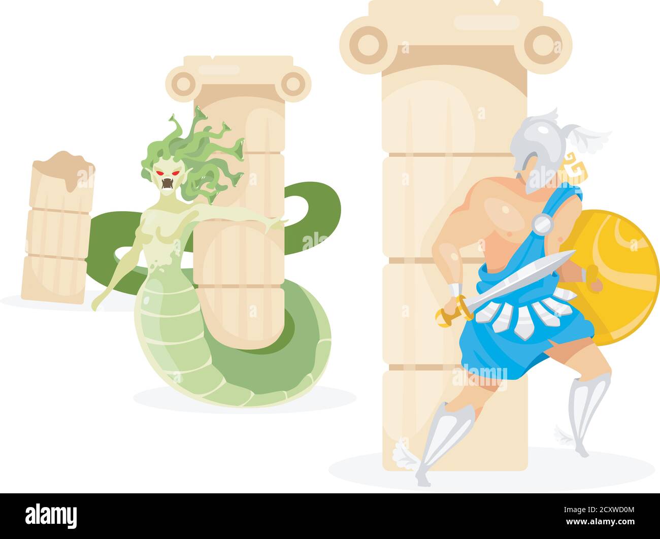 Perseus and Medusa flat vector illustration Stock Vector Image & Art ...
