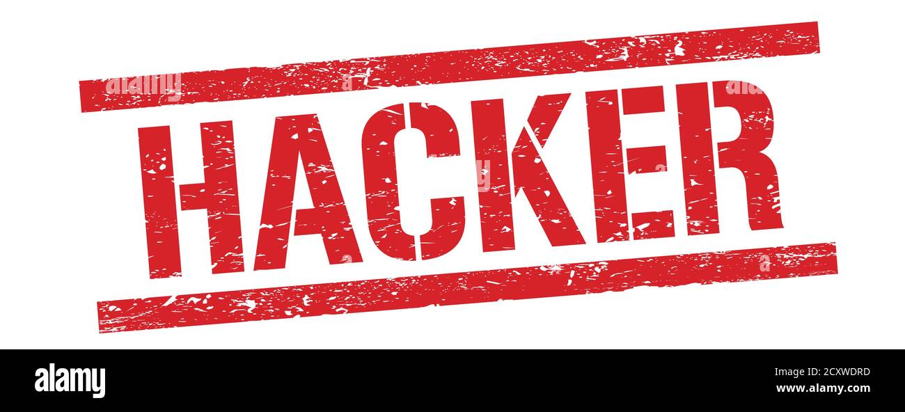 HACKER text on red grungy rectangle stamp sign Stock Photo - Alamy