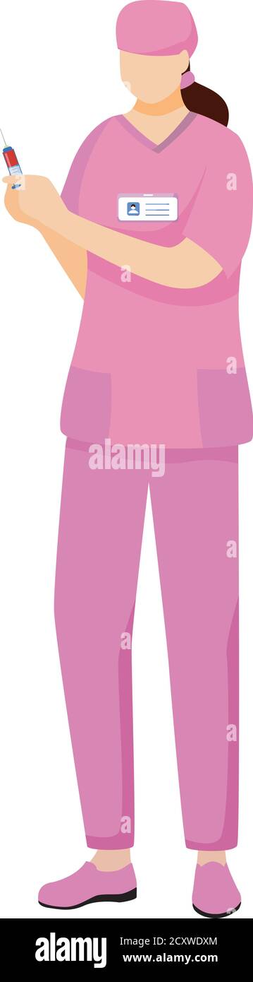 Nurse in pink uniform flat vector illustration Stock Vector Image & Art ...