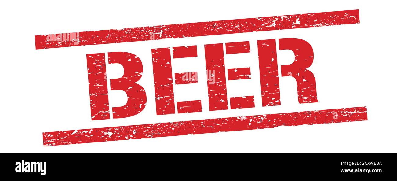 BEER text on red grungy rectangle stamp sign Stock Photo - Alamy