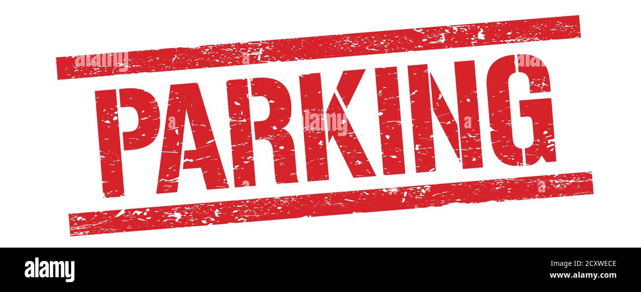 PARKING text on red grungy rectangle stamp sign Stock Photo - Alamy