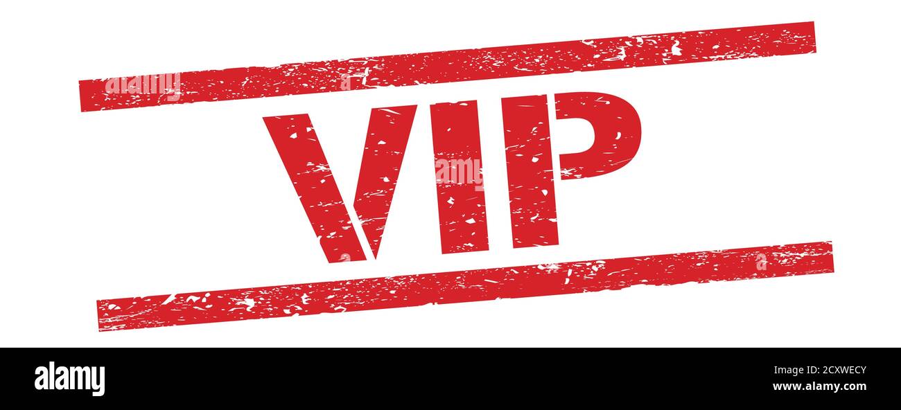 VIP text on red grungy rectangle stamp sign Stock Photo - Alamy