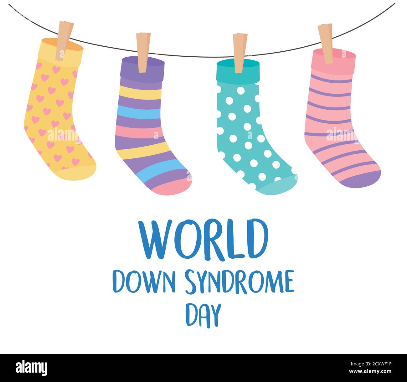 world down syndrome day funny hanging stockings vector illustration ...