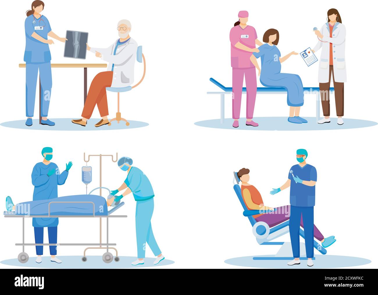 Doctors flat vector illustrations set Stock Vector Image & Art - Alamy