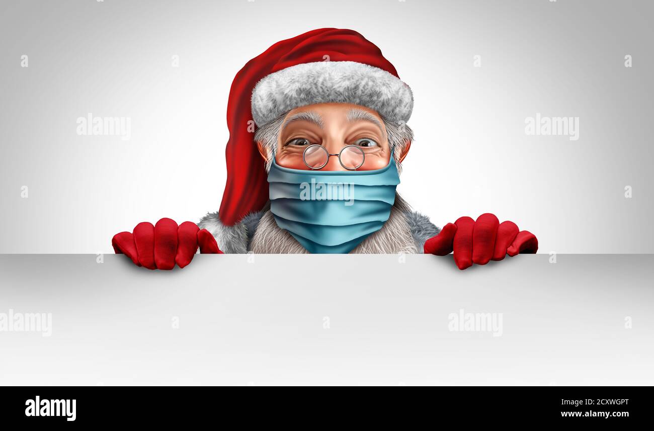 Santa Claus wearing a face mask banner concept as a Christmas holiday ...