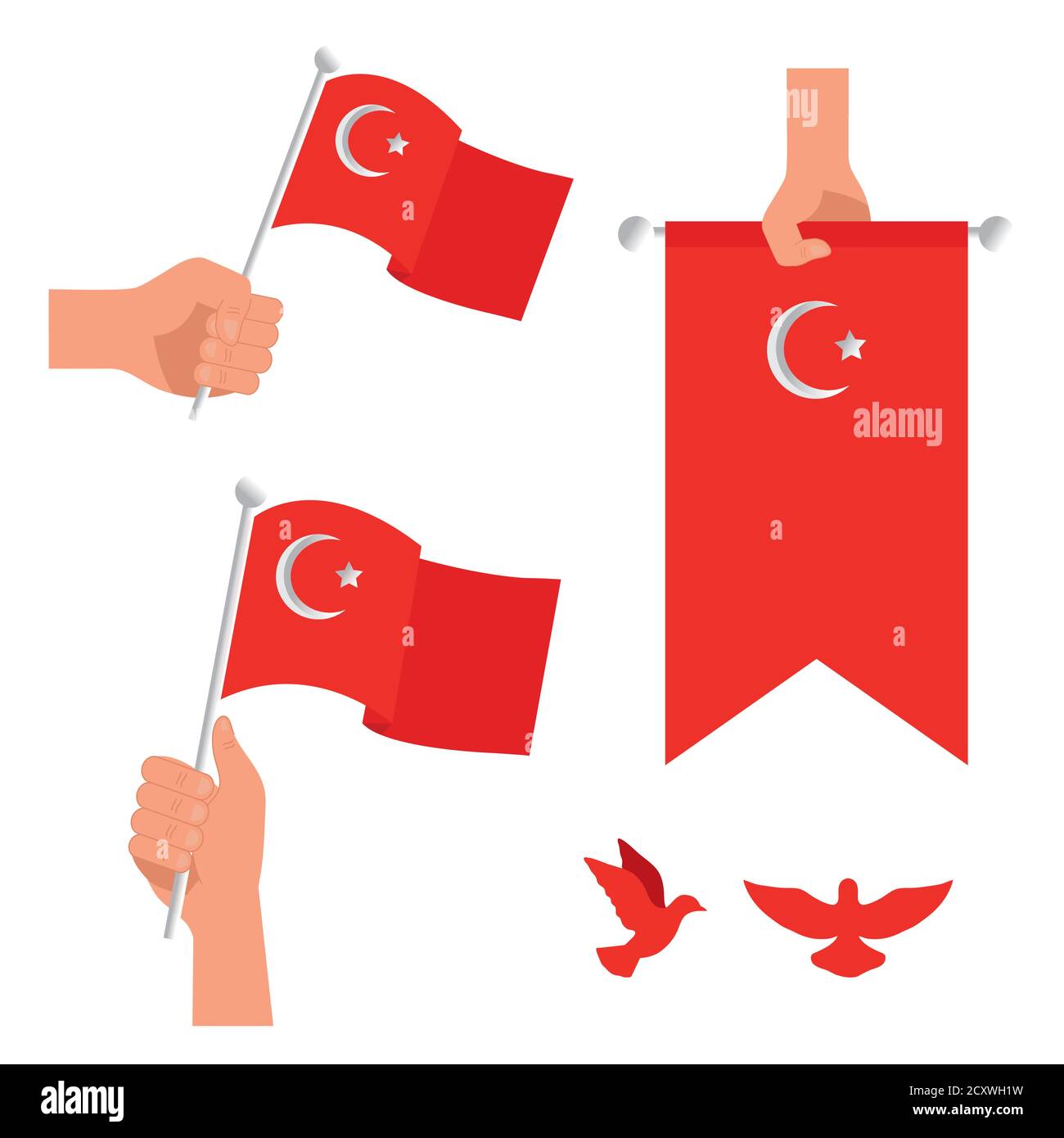 hands with label and flags of republic of turkey Stock Vector Image ...