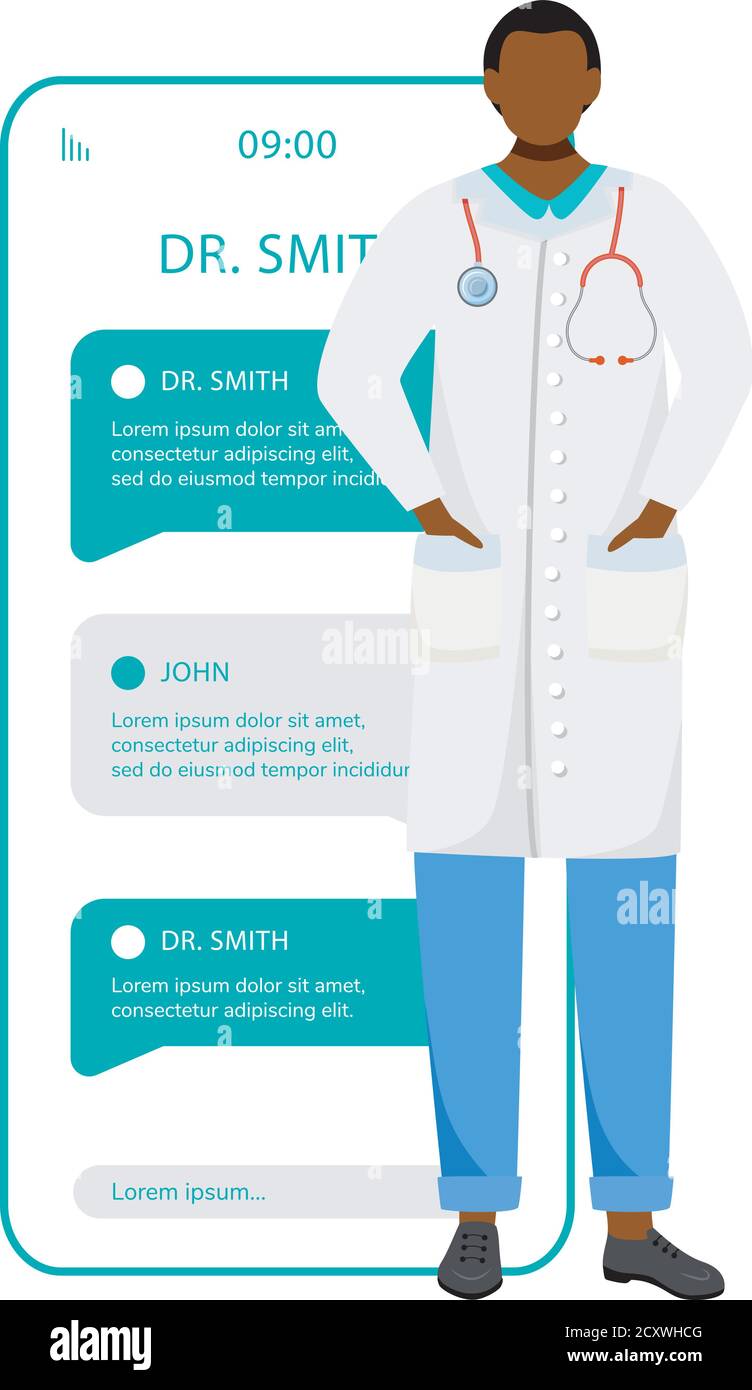 Remote doctor consultation smartphone vector app screen Stock Vector ...