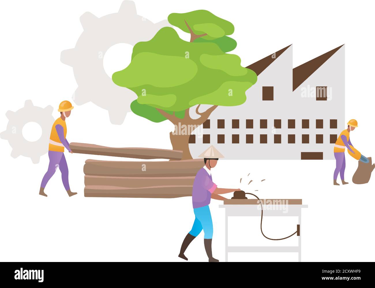 Hardwood timber production Stock Vector Images - Alamy