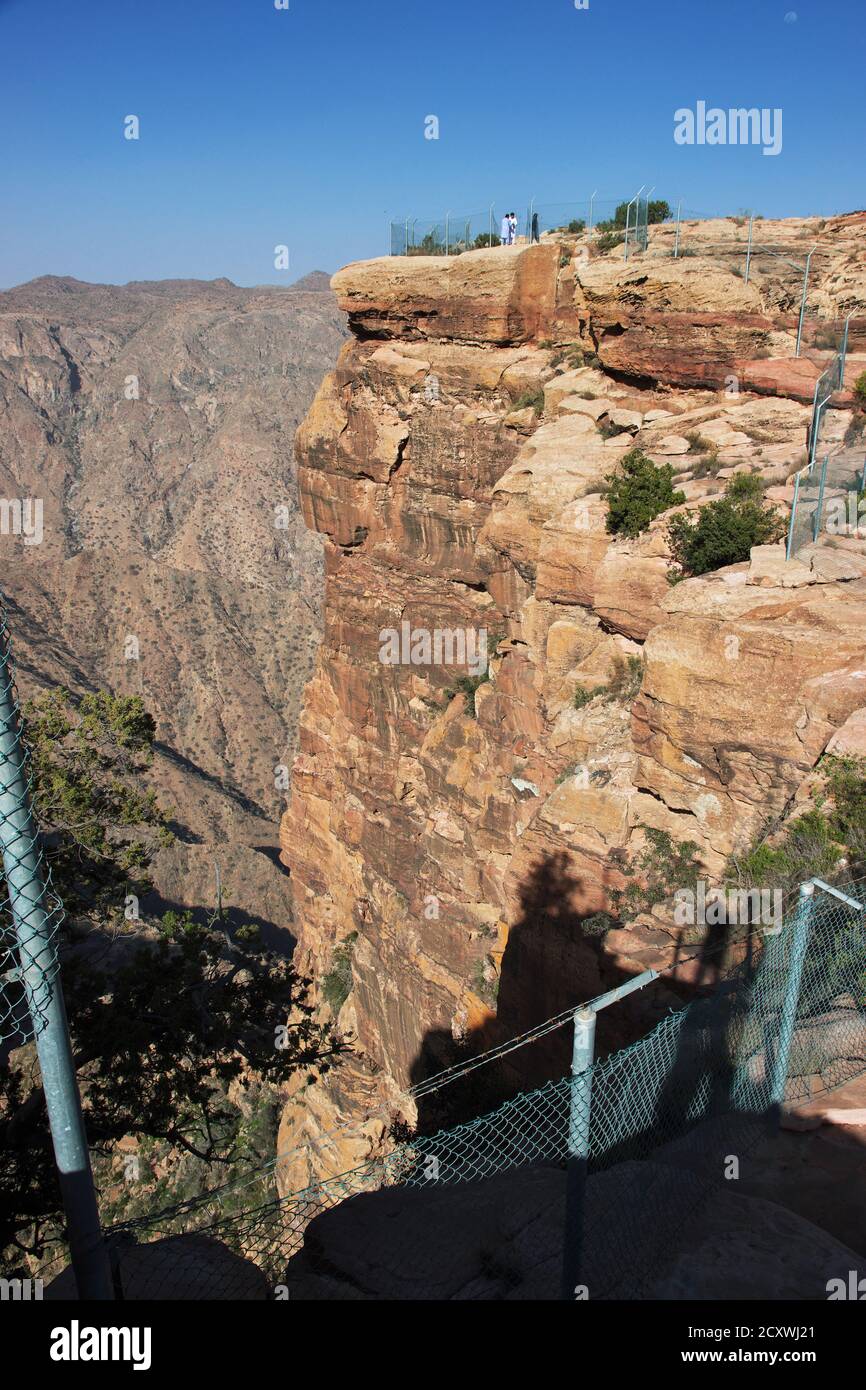 The canyon of Asir region, the view from the viewpoint, Saudi Arabia ...