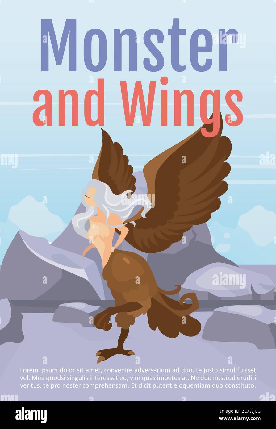 Monster and wings brochure template Stock Vector Image & Art - Alamy