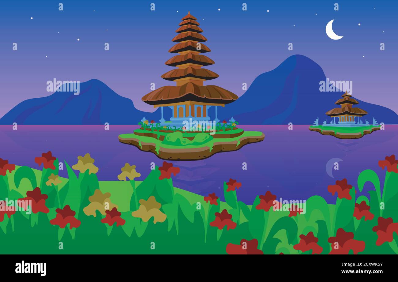 Indonesia bali lake bedugul pura Stock Vector Images - Alamy