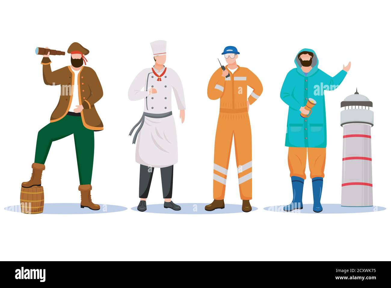 Maritime professions flat vector illustration Stock Vector Image & Art ...