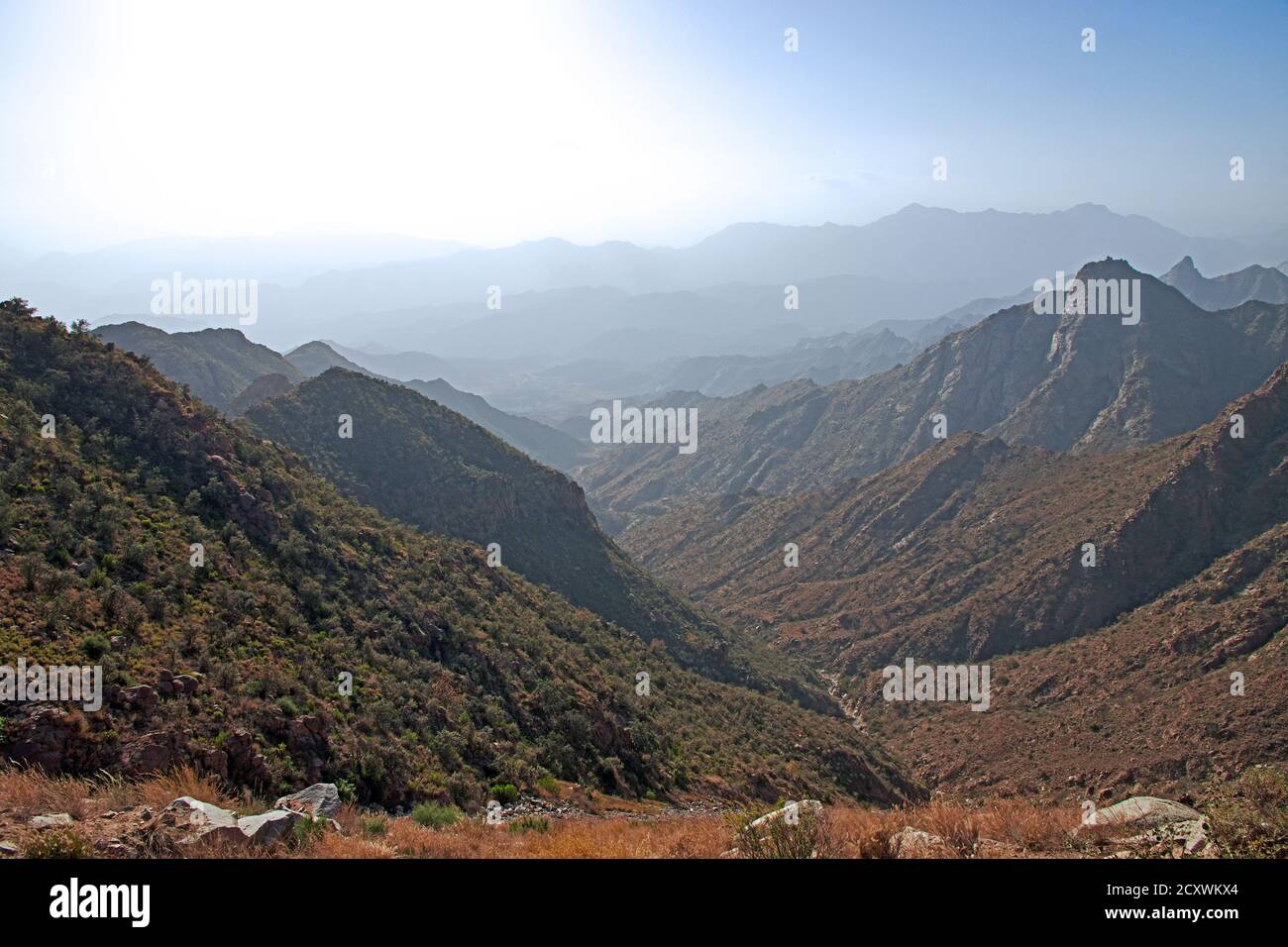The canyon of Asir region, the view from the viewpoint, Saudi Arabia ...