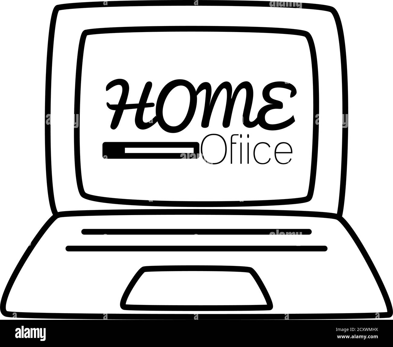 laptop computer with home office lettering design over white background ...