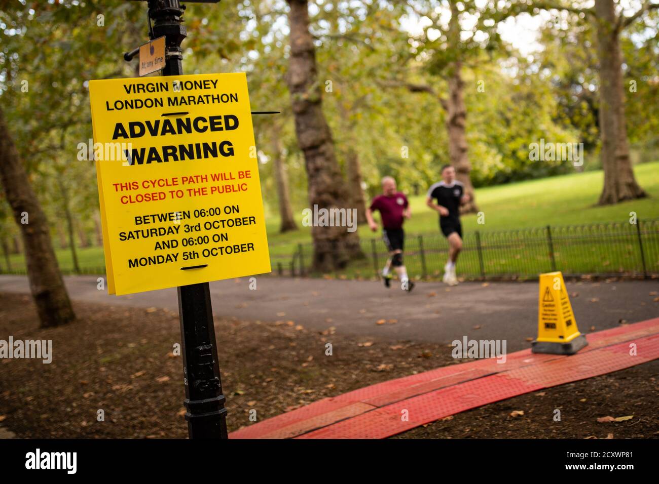 Signage on the route of the 40th London Marathon which will take place ...