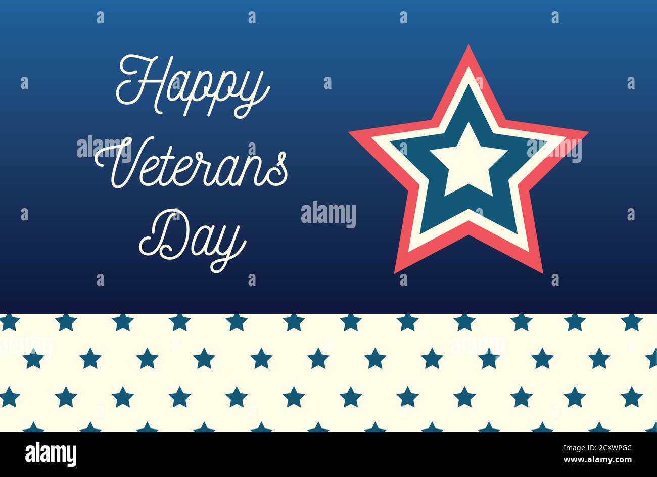 happy veterans day, lettering star and starry border decoration vector ...