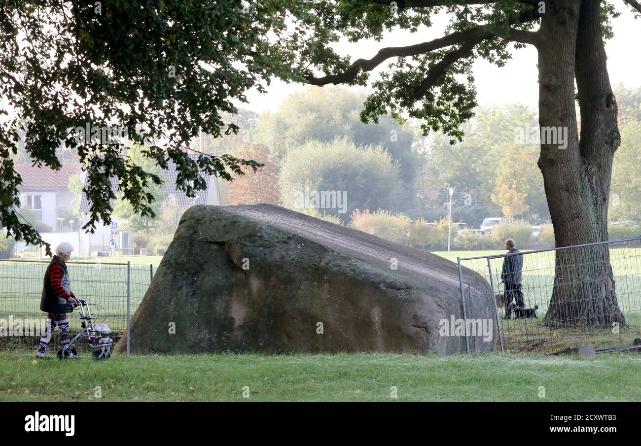 Altentreptow, Germany. 01st Oct, 2020. The "Big Stone" on the ...