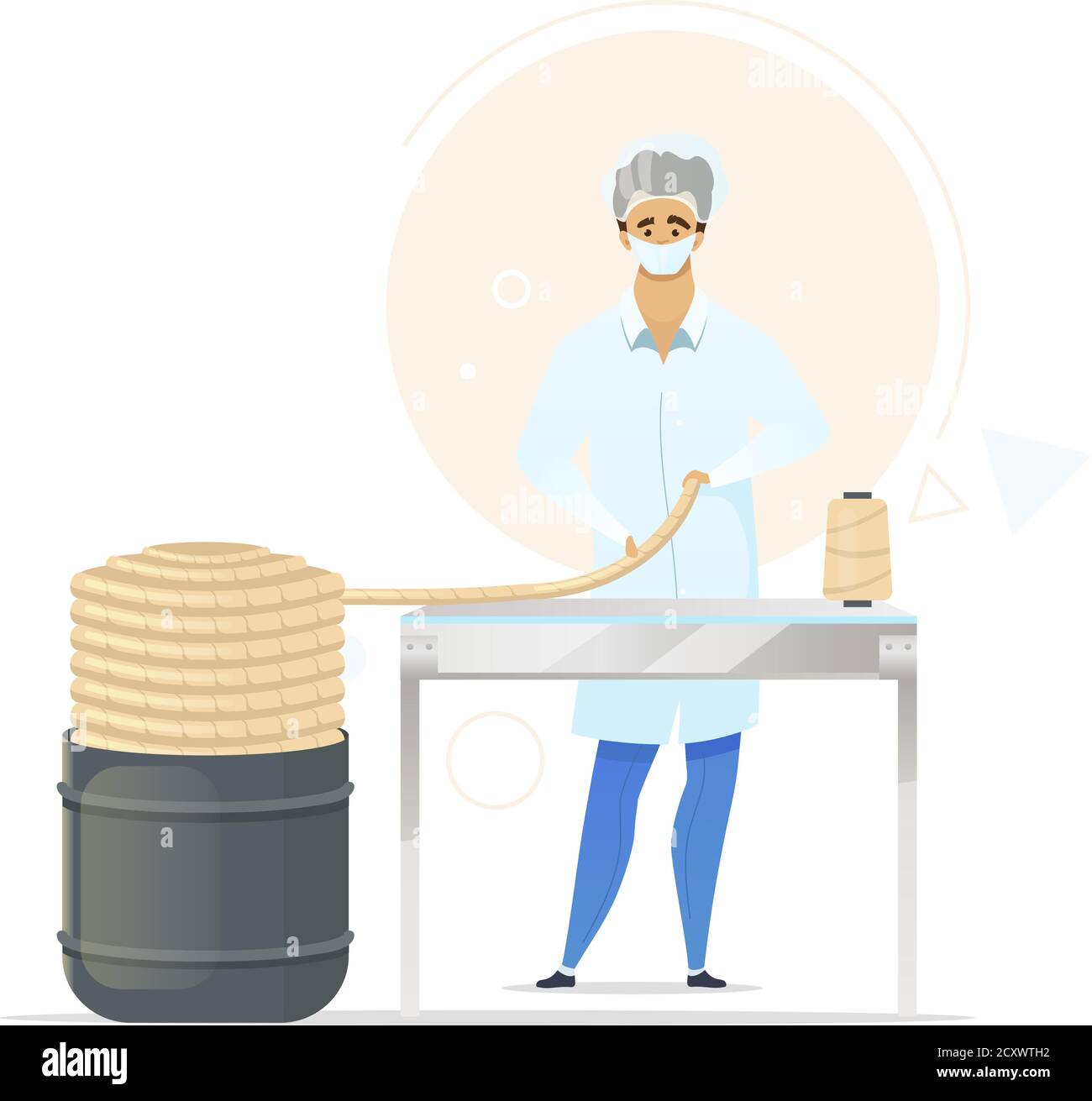 Knitting yarn production process flat color vector illustration Stock ...