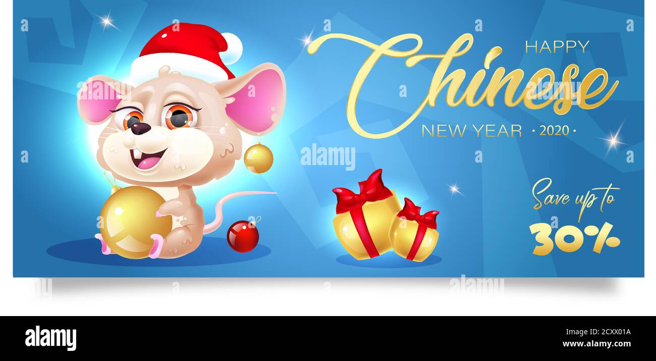 Happy Chinese New Year 2020 sale banner cartoon template Stock Vector ...