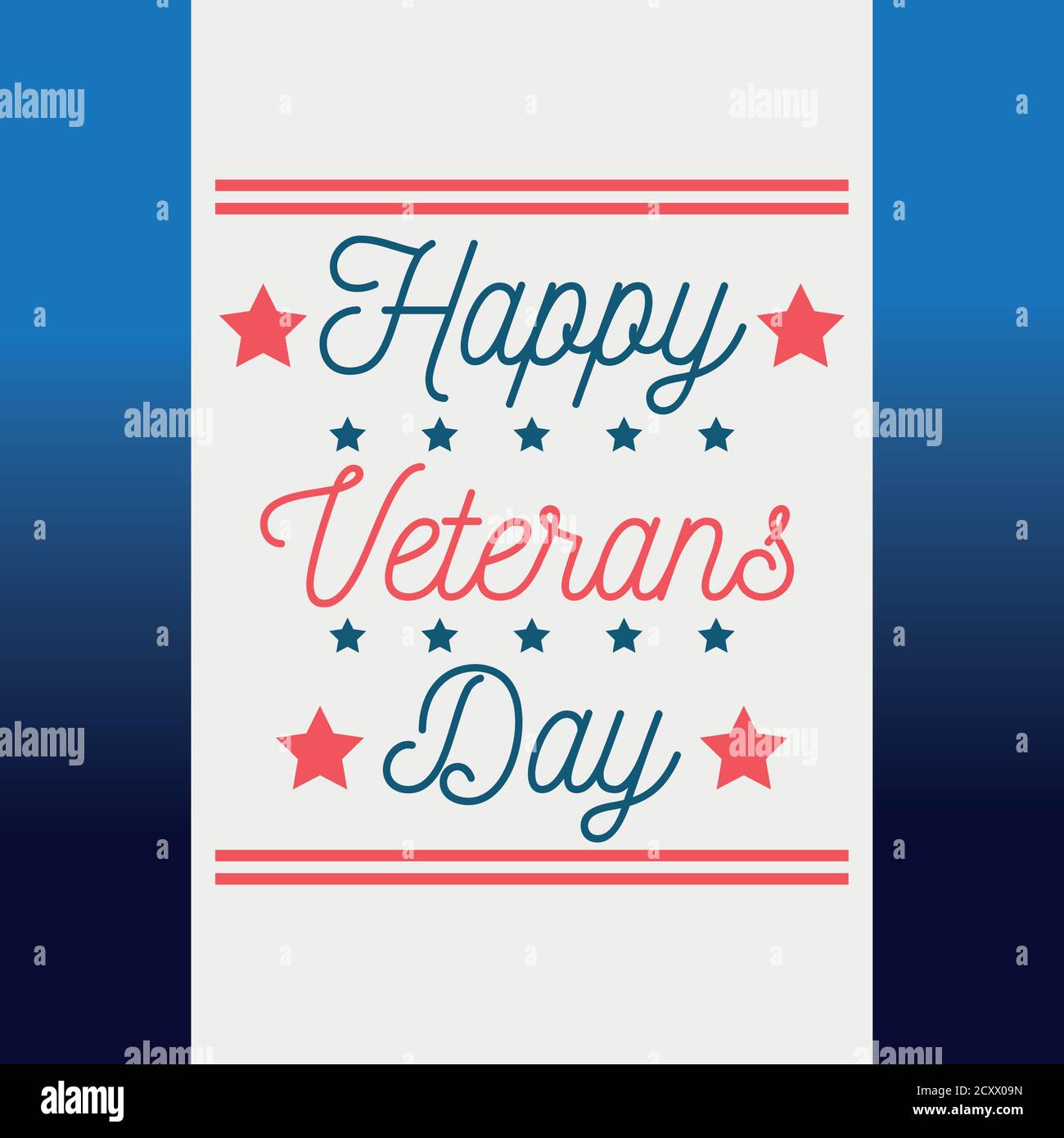 happy veterans day, lettering greeting card blue background vector ...