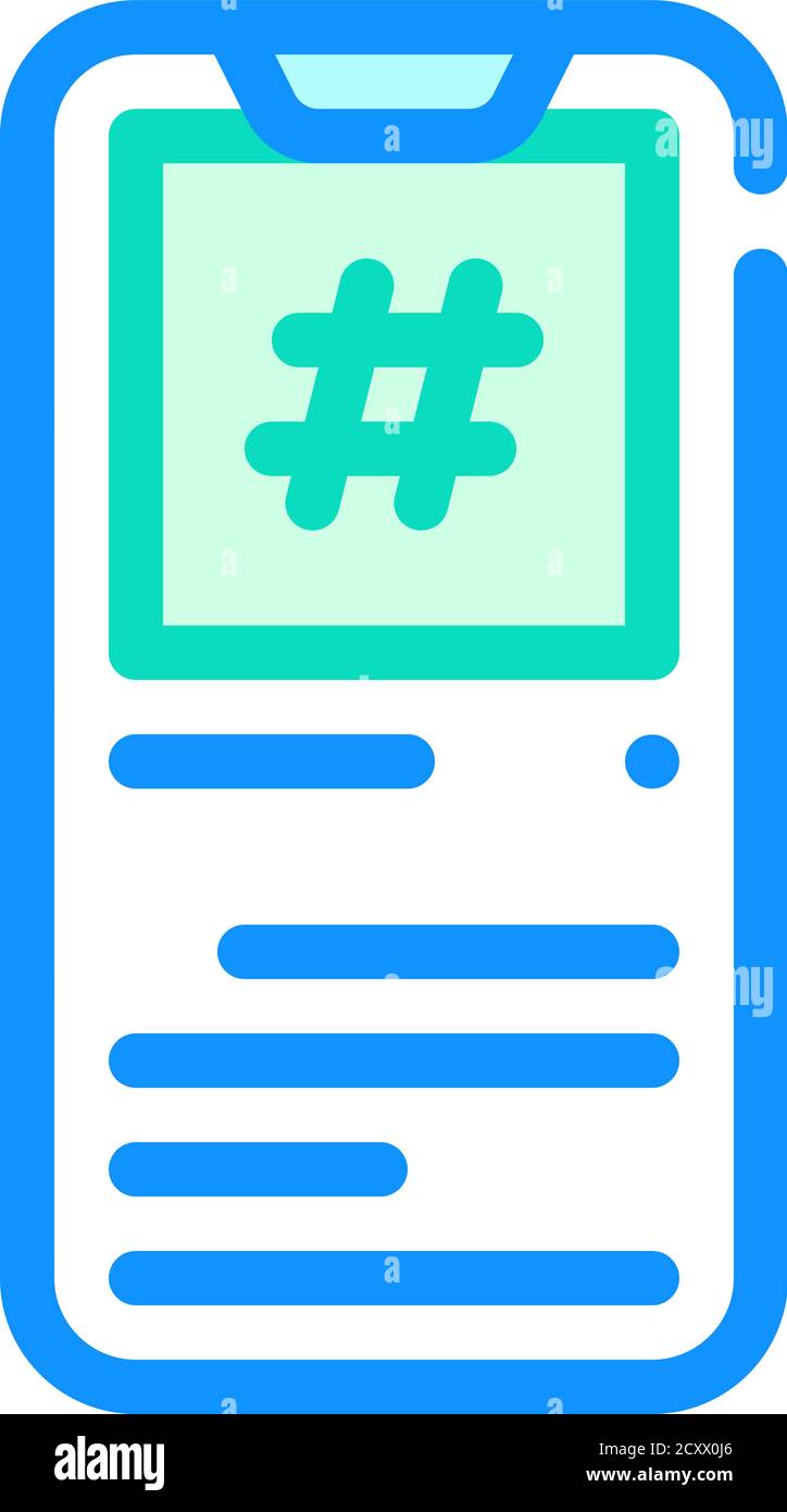 hashtag mobile screen color icon vector illustration Stock Vector Image ...