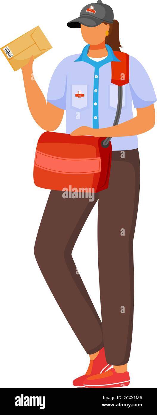 Post office female worker flat color vector illustration Stock Vector ...
