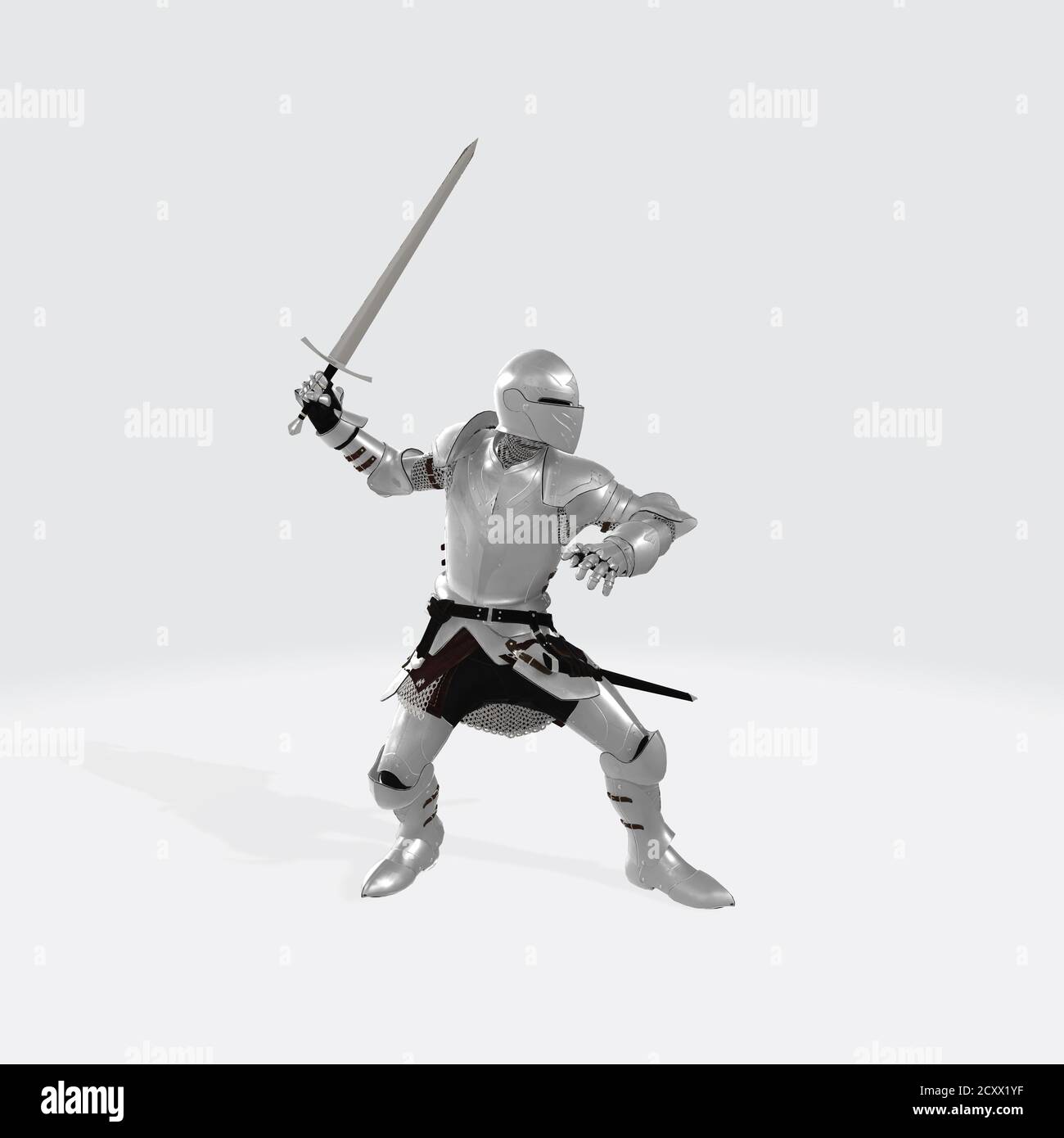 Realistic 3D rendering of a knight character with a sword and a full ...