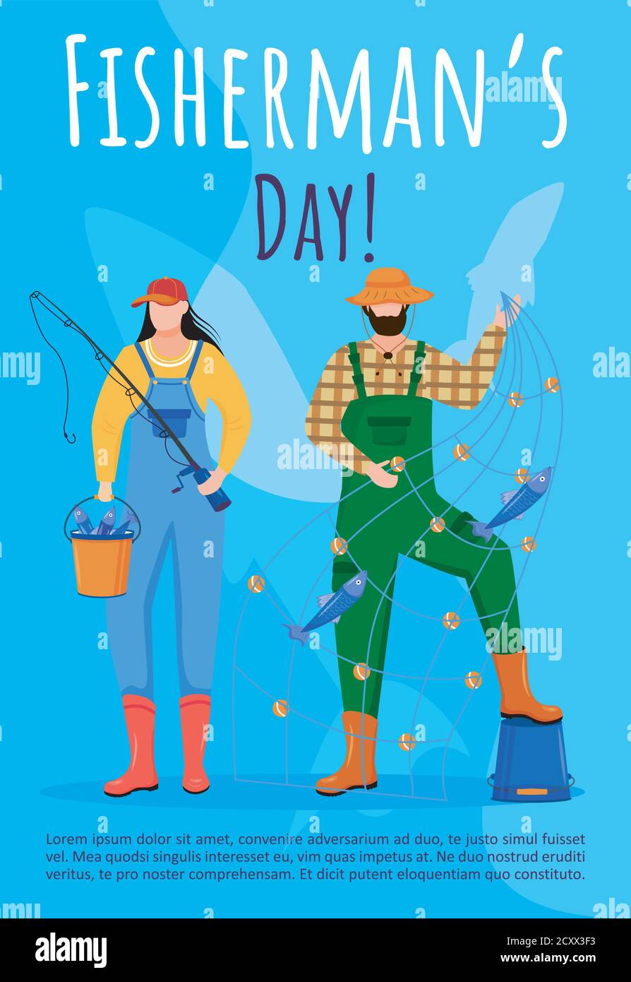 Fisherman day poster vector template Stock Vector Image & Art - Alamy