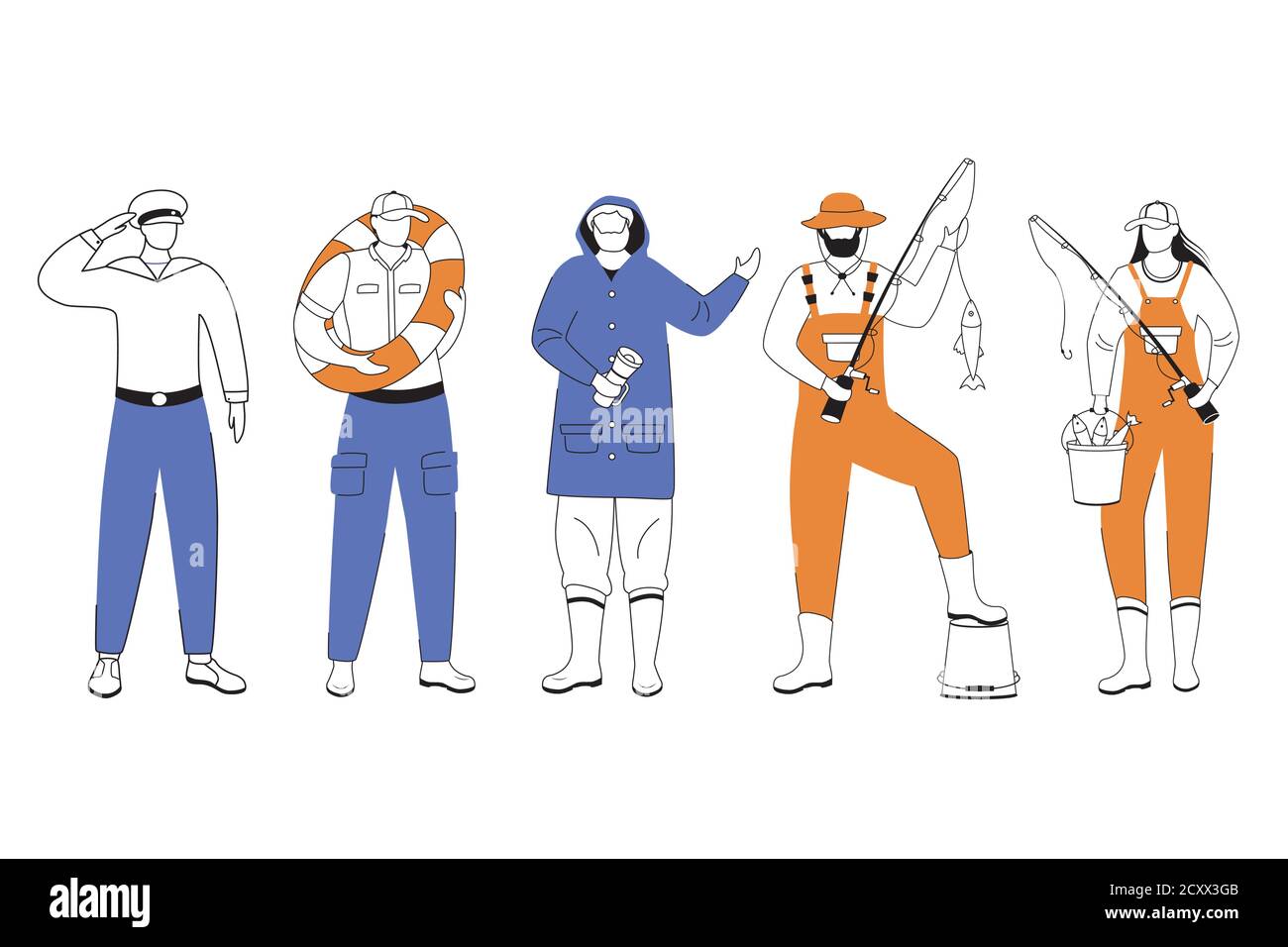 Maritime Professions Flat Vector Illustration Stock Vector Image Art