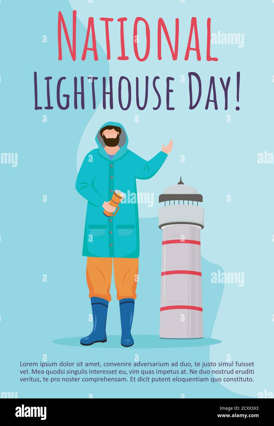 National lighthouse day poster vector template Stock Vector Image & Art ...