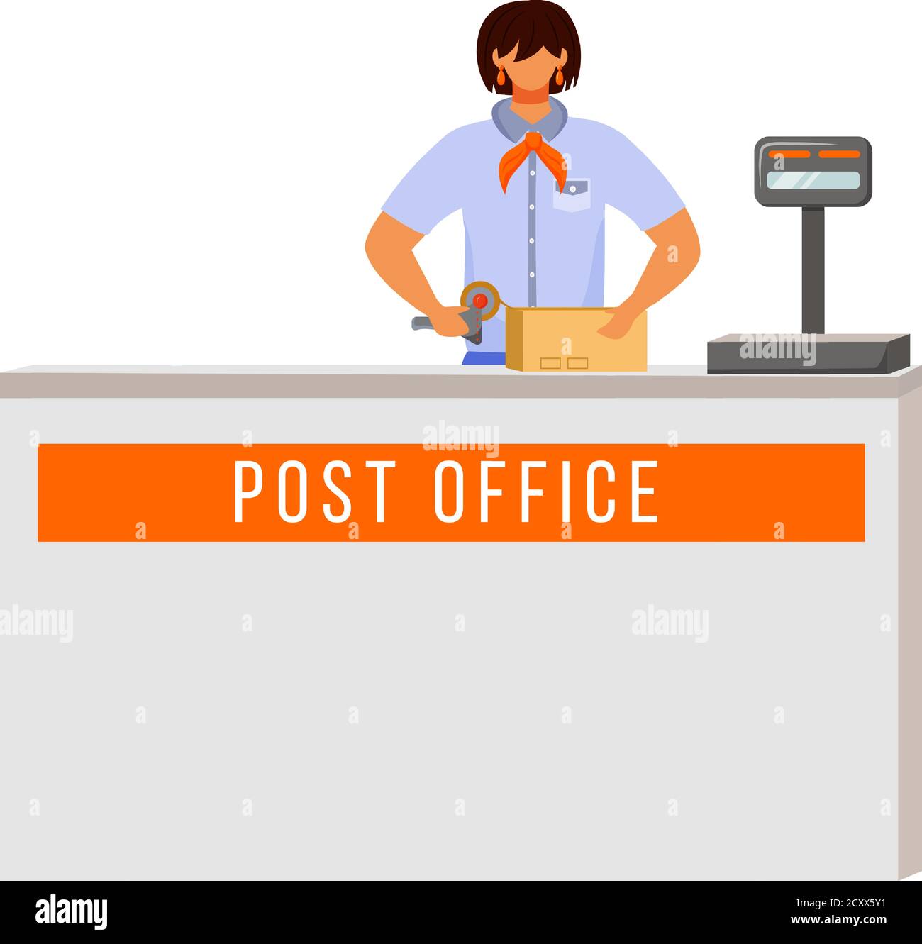 Post office female worker flat color vector illustration Stock Vector ...